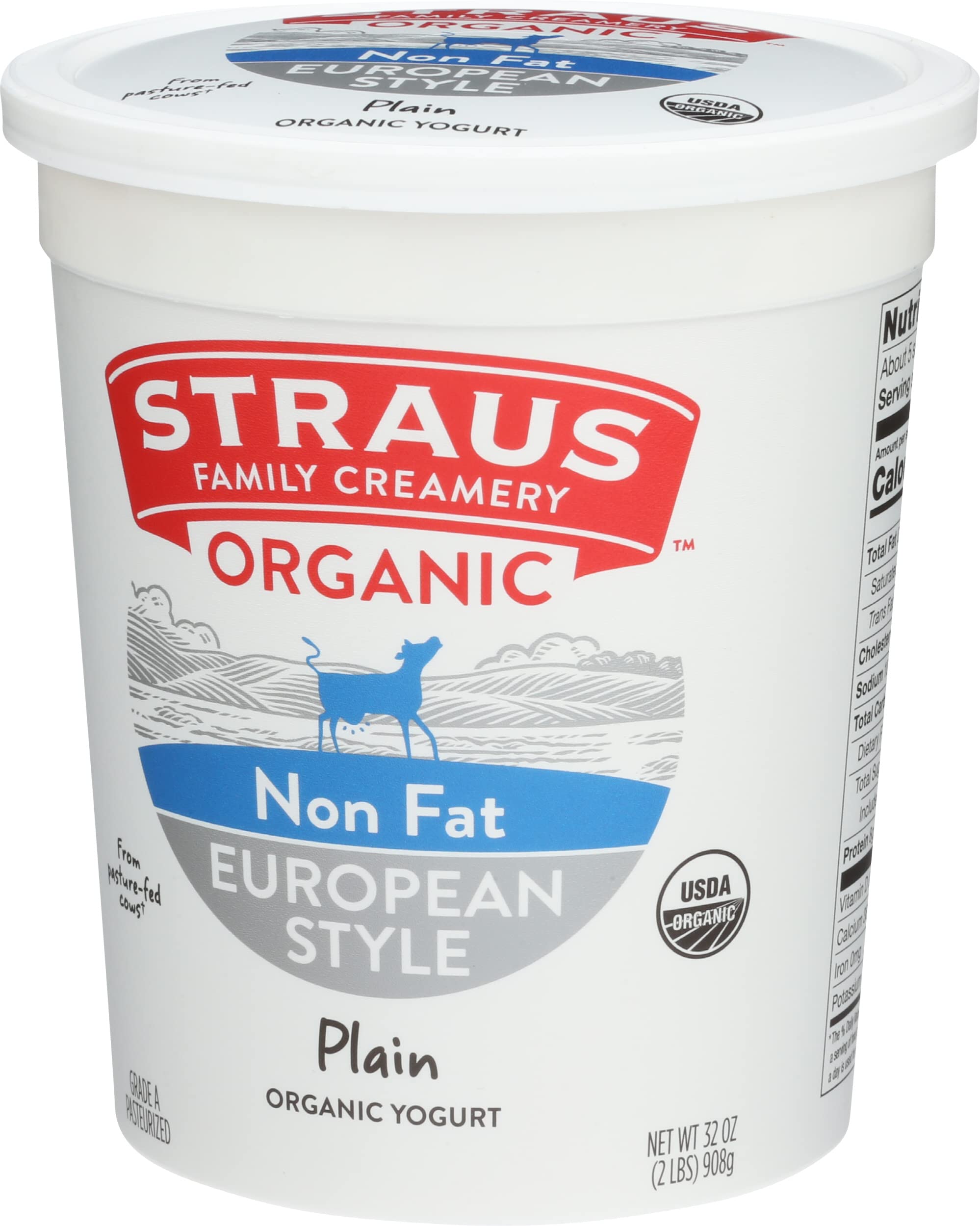 Straus Family Creamery, Non Fat Plain Yogurt, 32 oz