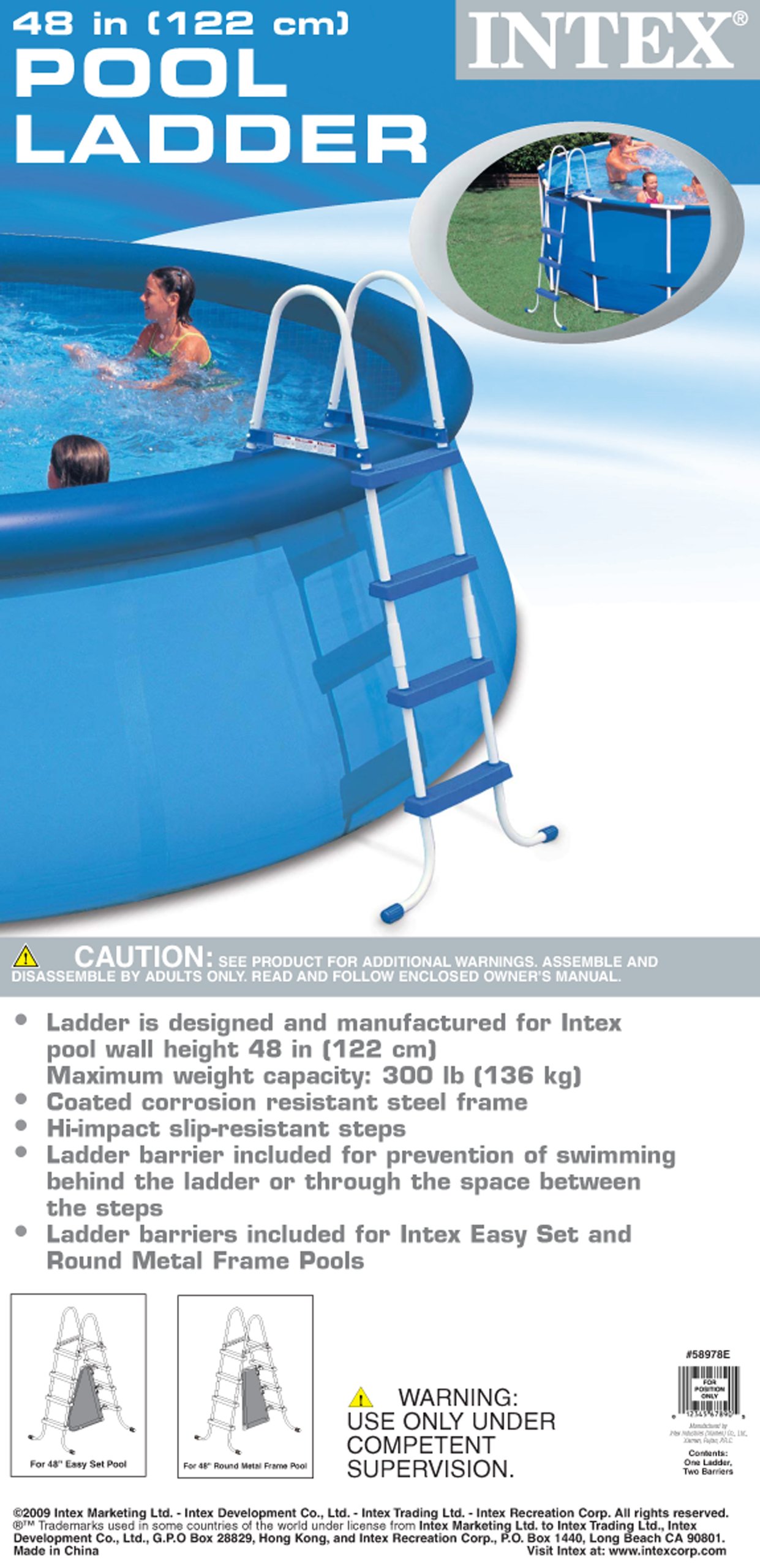 Intex 58978E Pool Ladder with Barrier for 48-Inch Wall Height Pools
