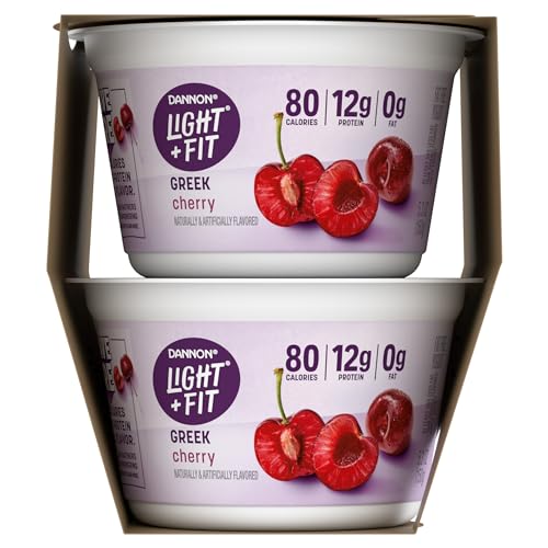 Dannon Light + Fit Greek Nonfat Yogurt, Cherry, Gluten-Free, 5.3 oz., 4 Pack