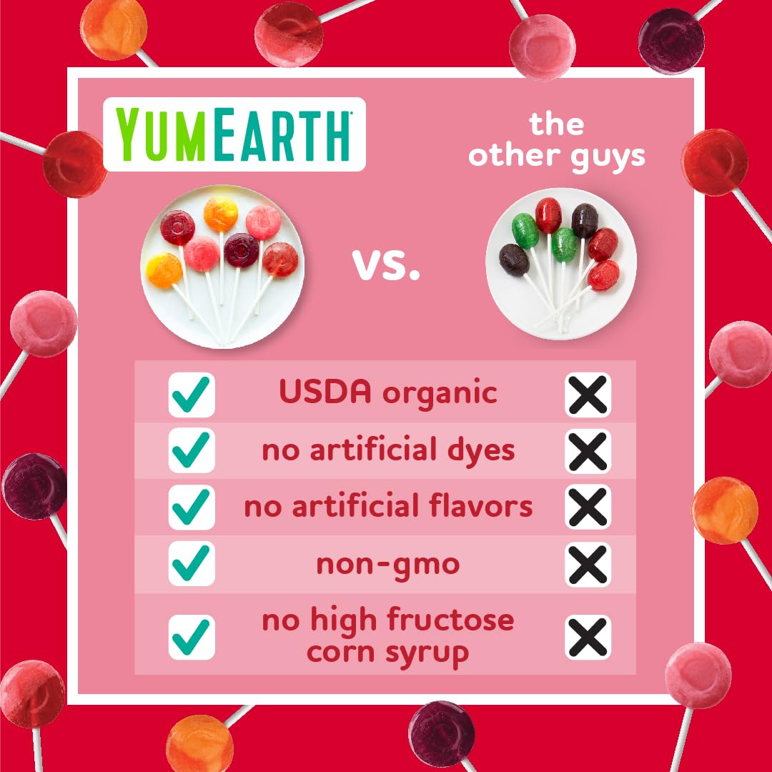 YumEarth Organic Pops Variety Pack, 14 Fruit Flavored Favorites Lollipops, Allergy Friendly, Gluten Free, Non-GMO, Vegan, No Artificial Flavors or Dyes
