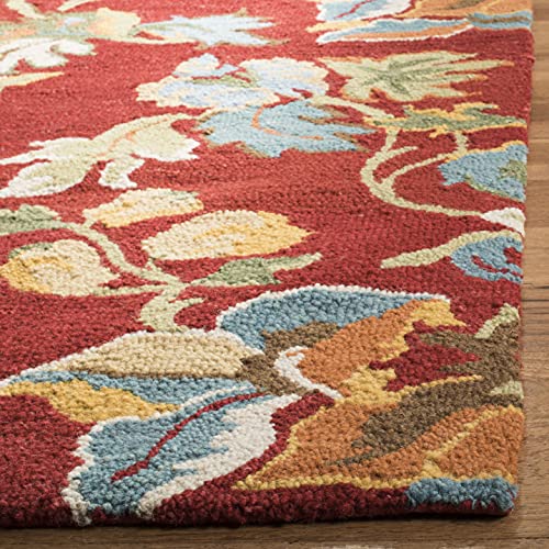 SAFAVIEH Blossom Collection 8' x 10' Red / Multi BLM672A Handmade Premium Wool Area Rug