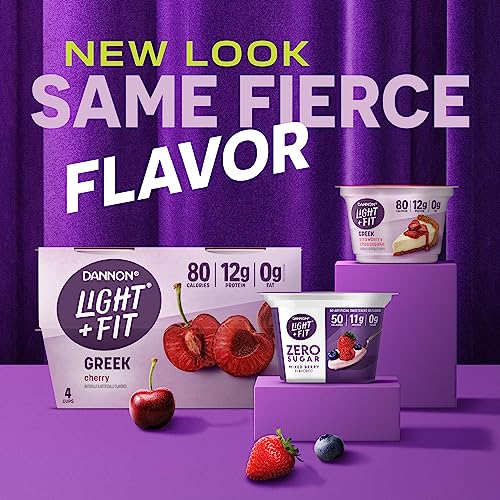Dannon Light + Fit Greek Nonfat Yogurt, Cherry, Gluten-Free, 5.3 oz., 4 Pack