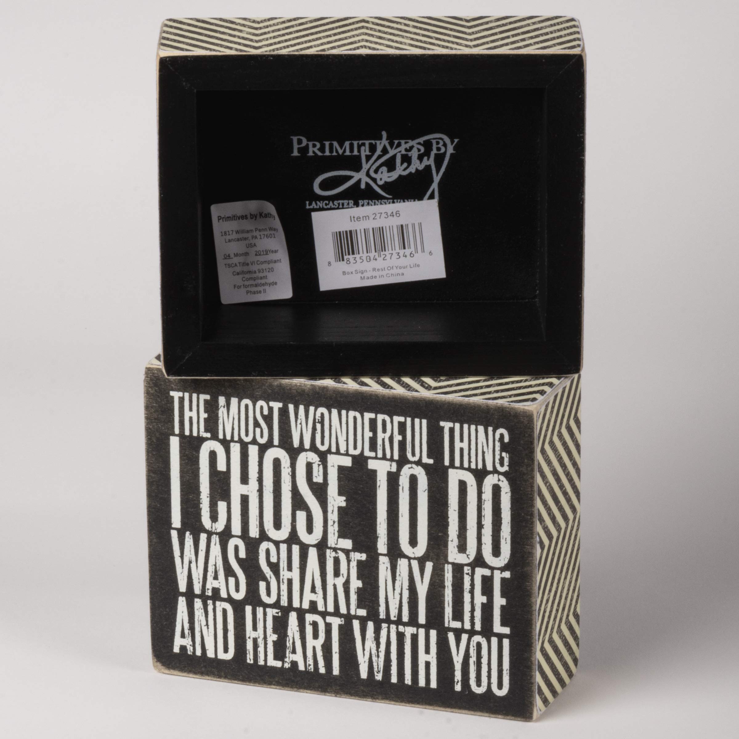 Primitives by Kathy 23610 Chevron Trimmed Box Sign, 4 x 5-Inches, Share My Life