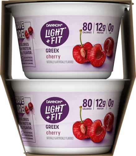 Dannon Light + Fit Greek Nonfat Yogurt, Cherry, Gluten-Free, 5.3 oz., 4 Pack