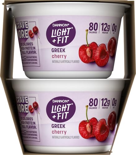 Dannon Light + Fit Greek Nonfat Yogurt, Cherry, Gluten-Free, 5.3 oz., 4 Pack