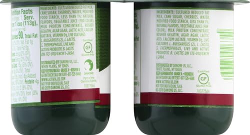 ACTIVIA Probiotic Lowfat Yogurt, Non-GMO Project Verified, Black Cherry, 16 Oz, Pack of 4