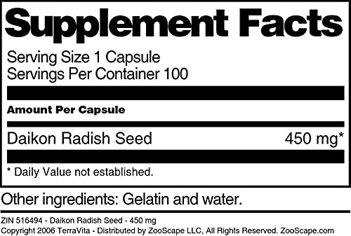 Daikon Radish Seed - 450 mg (100 Capsules, ZIN: 516494)