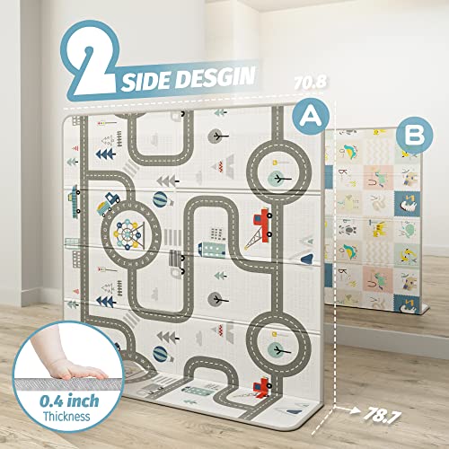 SEAROSE Baby Play Mat, Extra Large Baby Floor Mat,Waterproof & Foldable &Reversable Baby Crawling Mat,Non Toxic Anti-Slip Baby Mat.(78.7" x 70.8" x 0.4")