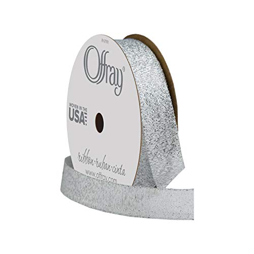 Offray Galena Craft Ribbon, 5/8-Inch x 12-Feet, Silver