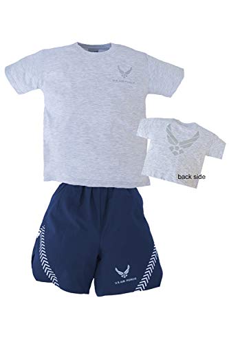 Trooper Clothing Kids Air Force PT 2 Piece Shirt/Shorts Set,Small, Grey and Blue, Small 301:301-S