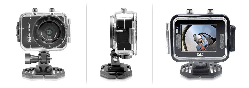 Pyle Hi Speed Sports Action Camera - HD 1080P Mini Camcorder w/ 12 MP Cam, 2.4" Touch Screen USB SD Card HDMI, Battery - Waterproof Case, USB Cable, Wireless Remote Control, Mount PSCHD60BK (Black)