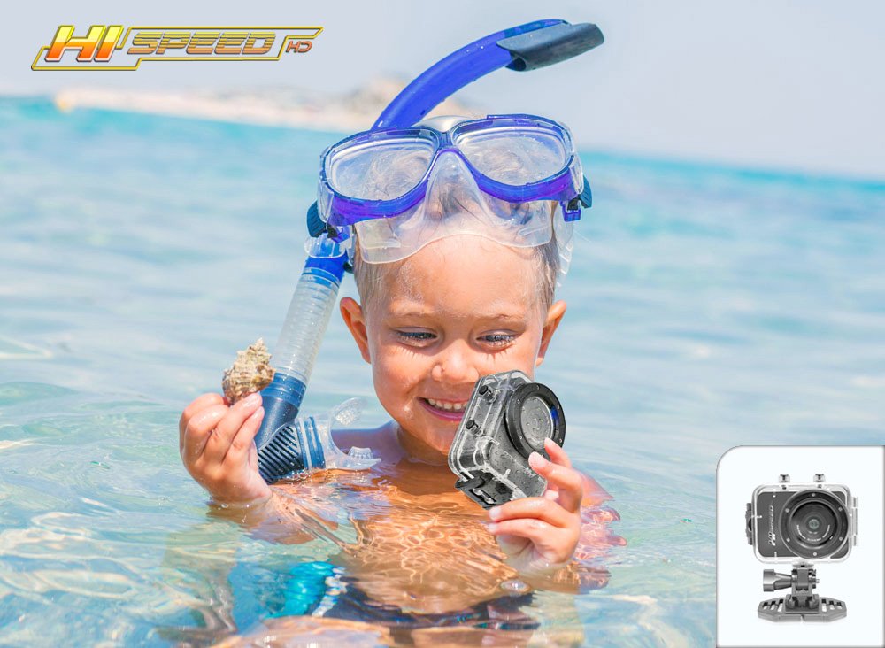Pyle Hi Speed Sports Action Camera - HD 1080P Mini Camcorder w/ 12 MP Cam, 2.4" Touch Screen USB SD Card HDMI, Battery - Waterproof Case, USB Cable, Wireless Remote Control, Mount PSCHD60BK (Black)