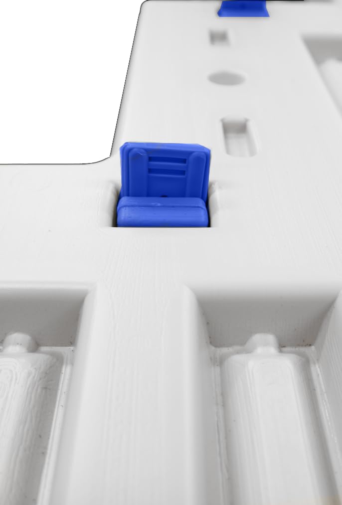 Confer Plastics Step-1X: Sturdy Above Ground Entry System with Dual Handrails and Slip-Resistant Steps, Easy Installation, Supports up to 400 lbs - Proudly Made in USA. White with Blue Treads