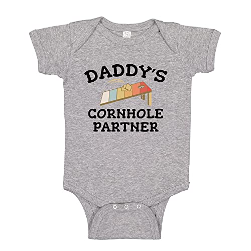 The Shirt Den Daddy's Cornhole Partner Cornhole Baby Bodysuit One Piece NB Athletic Heather
