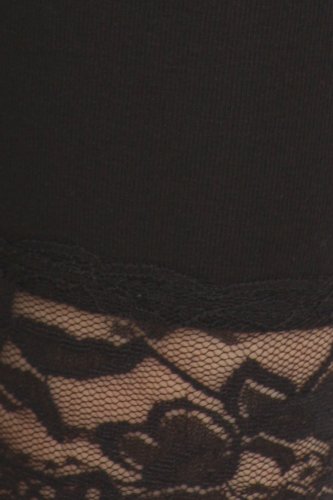 Sakkas 440060 Cotton Blend Lace Trim Stretch Capri Leggings - Made in USA - Black - S