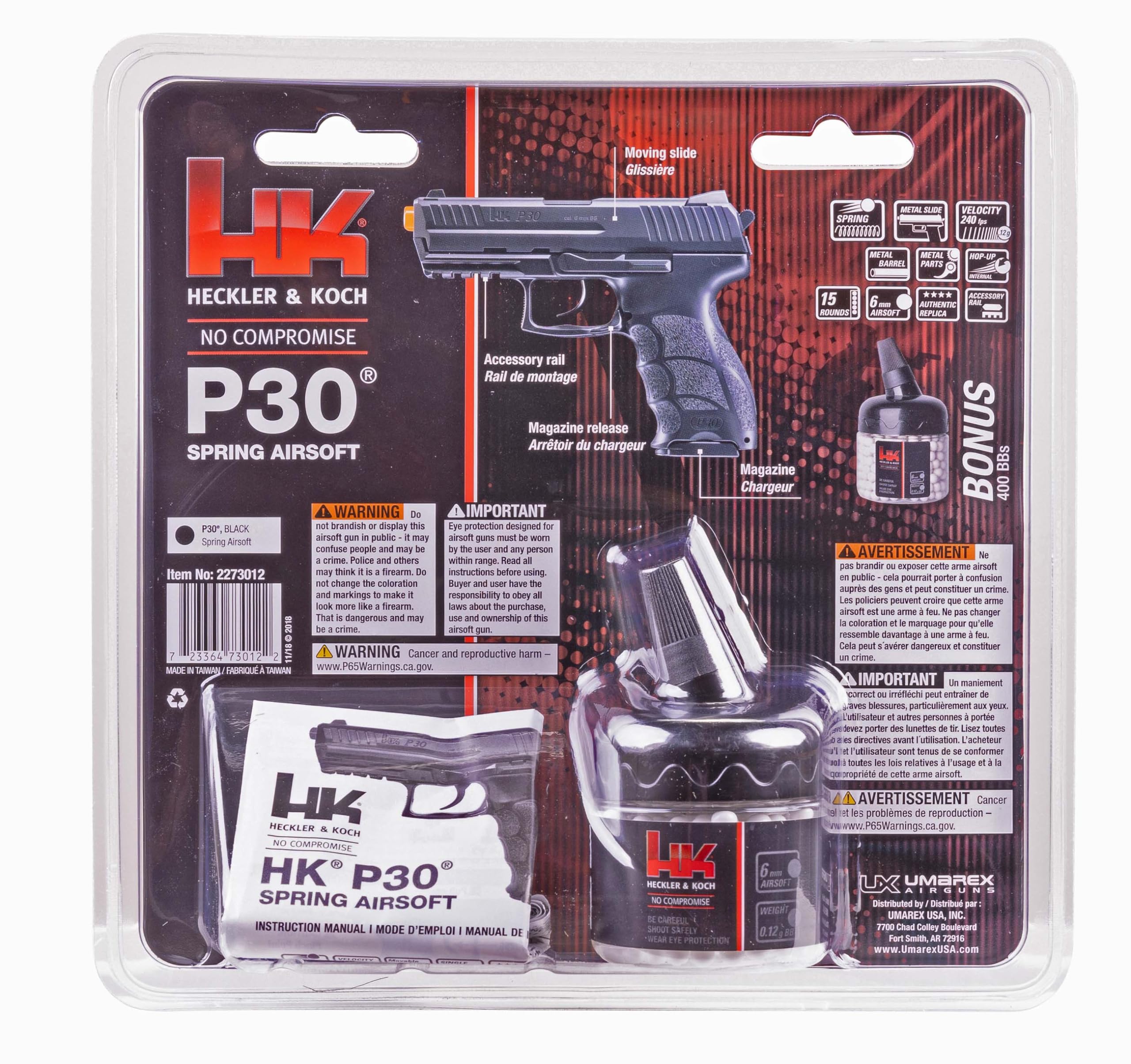 Umarex HK Heckler & Koch P30 6mm BB Pistol Airsoft Gun - Includes 400 BBs