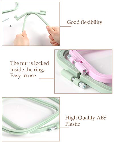 Pllieay 5 Pieces 5 Sizes Square Embroidery Hoops, ABS Plastic Embroidery Hoops for DIY Embroidery Craft