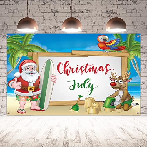 Christmas July Backdrop for Photography Hawaiian Christmas July Banner Summer Christmas Party Decorations and Supplies for Home Office Party