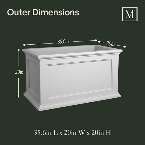 Mayne Fairfield 20in x 36in Rectangle Planter - Black - 36in L x 20in W x 20in H - with Built-In Water Reservoir (5826-B)