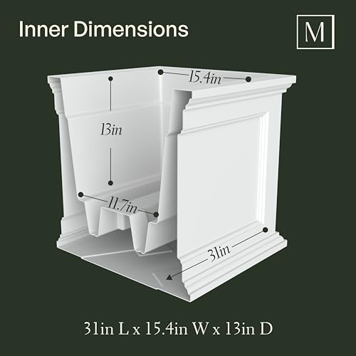 Mayne Fairfield 20in x 36in Rectangle Planter - Black - 36in L x 20in W x 20in H - with Built-In Water Reservoir (5826-B)