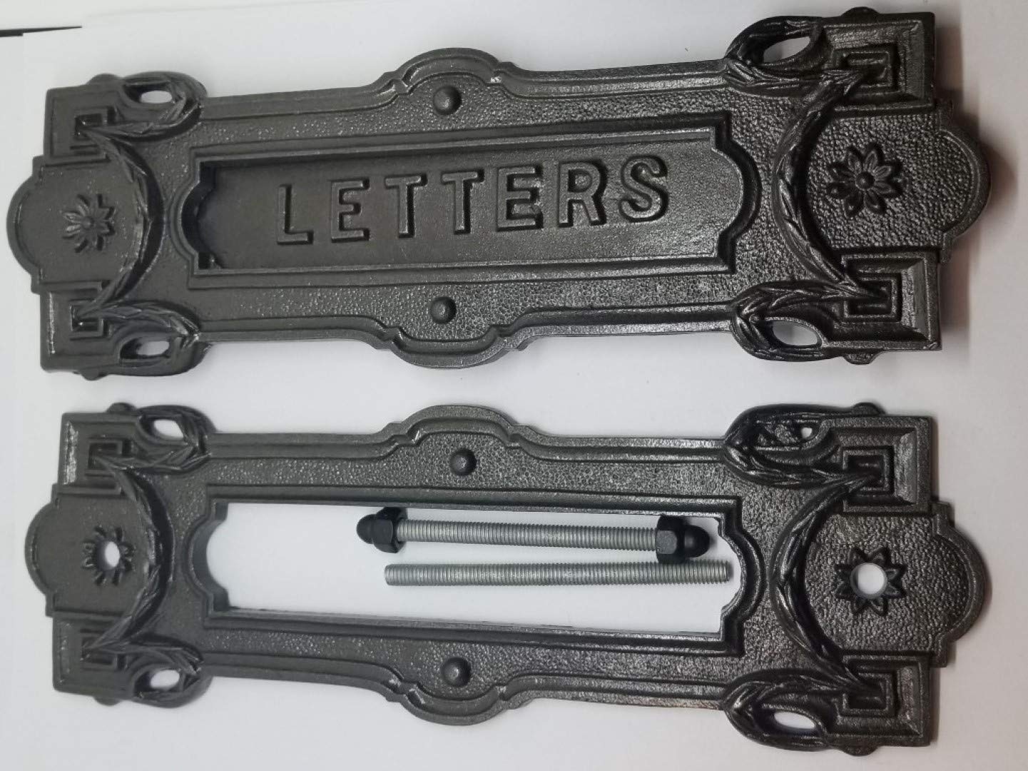 Mailbox Letter Slot Swinging Door Wall Mounted cast Iron neo Classical Antique Vintage Old Mail Postal