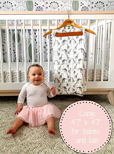LollyBanks Super Soft Muslin Quilt 100% Cotton Gender Neutral Receiving Blanket Breathable Lightweight 6 Layers Large Size 47" x 47" (Giraffe)