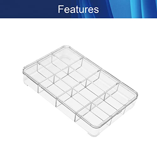 Juvielich Clear Plastic Organizer Box,12 Grids Fixed Storage Container Jewelry Box for Beads Art DIY Crafts Jewelry Fishing Tackles 9.06" x 5.91" x 1.57"(LxWxH) 1PCS