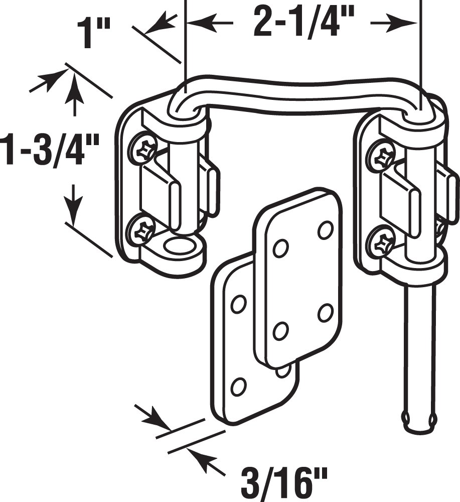 Prime-Line U 10536 Sliding Door Loop Lock, 2-1/4 In., Steel, Nickel Plated, Right Hand (Single Pack)