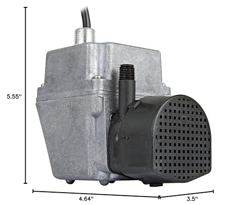 Little Giant 2E-NYS 115 Volt, 1/40 HP, 300 GPH, Cast Aluminum Submersible Parts Washer Pump for Unheated Stoddard Solvent or Deodorized Kerosene with 6-Ft. Power Cord (Plug-less), Grey, 502020