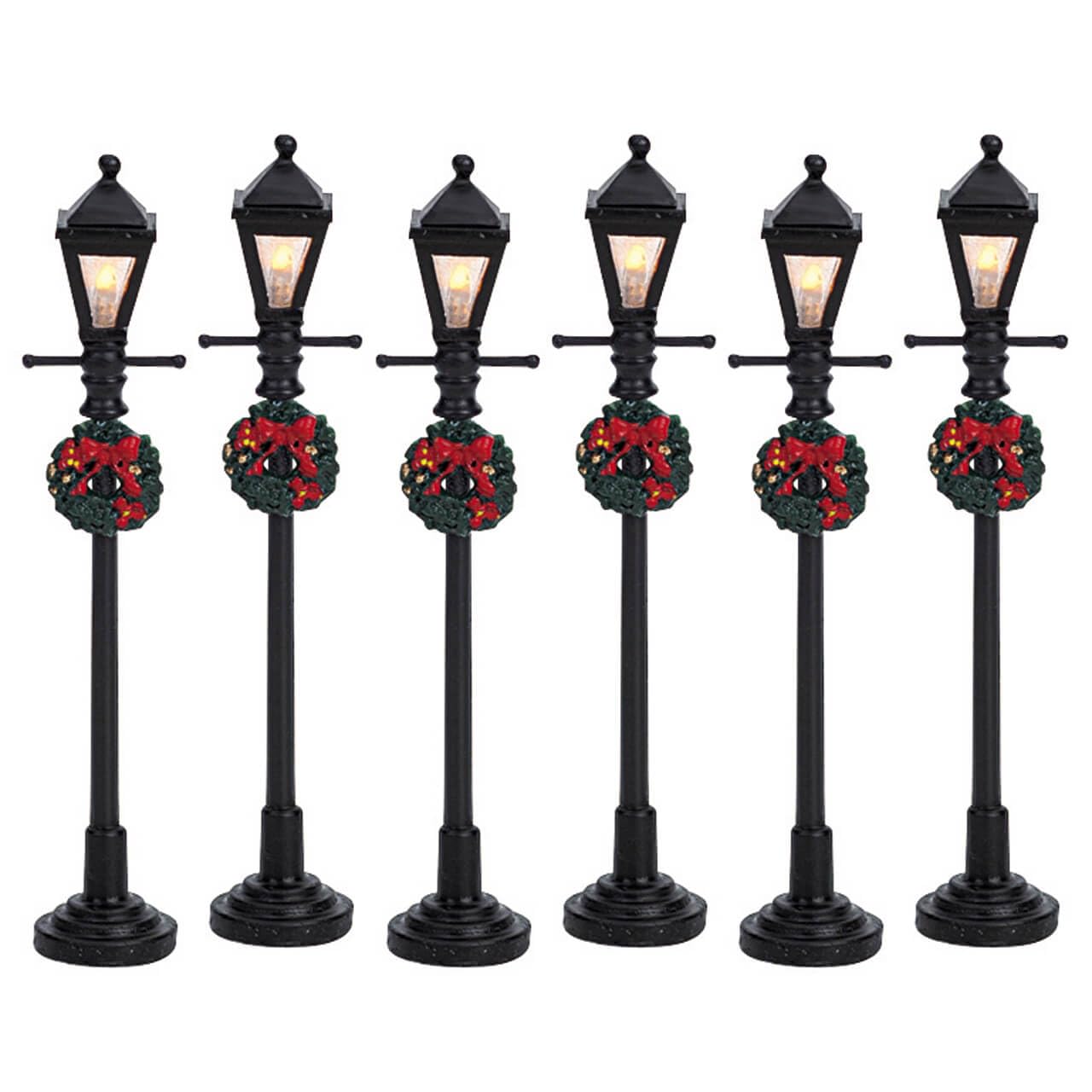 Lemax Christmas Village Gas Lantern Street Lamp Set of 6 Battery Operated (4.5V) - 64499