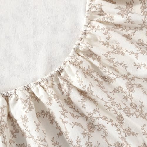 Laura Ashley - King Sheet Set, Cotton Flannel Bedding, Brushed for Extra Softness & Comfort (Victoria Beige, King)