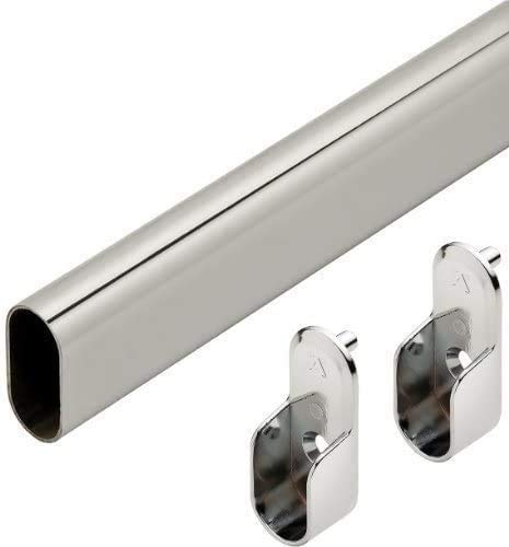48" Polished Chrome Closet Rod W/ End Supports - Set of 3