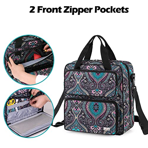 LoDrid Embroidery Storage Bag, Embroidery Project Carry Case, Portable Bag for Embroidery Kit, Craft Supplies & Cross Stitch Kits Tools, with Handles and Shoulder Strap, Totem, Bag Only