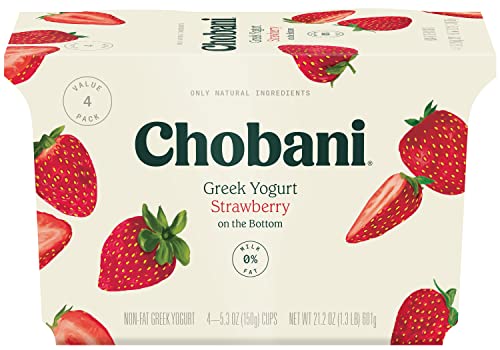 Chobani® Non-Fat Greek Yogurt Strawberry on the Bottom 5.3oz 4-pack