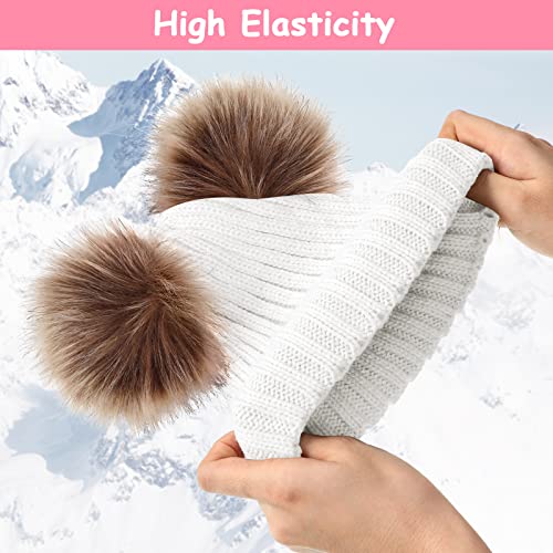 4 Pack Kid Winter Pompom Hat Knitted Ski Beanie Hat Beanie Cap Warm Infant Toddler Hat for Girls Boys 1-6 Years Old