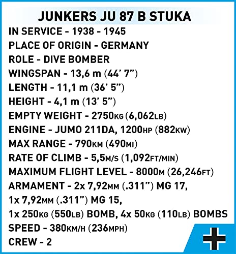 COBI Toys Historical Collection War War II Junkers Ju 87 B Knock Plane