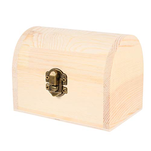 DOITOOL Wood Craft Box Unpainted Small Jewelry Box Mini Chest Treasure Case Organizer Sundries Gift Box for DIY Crafts(Medium)