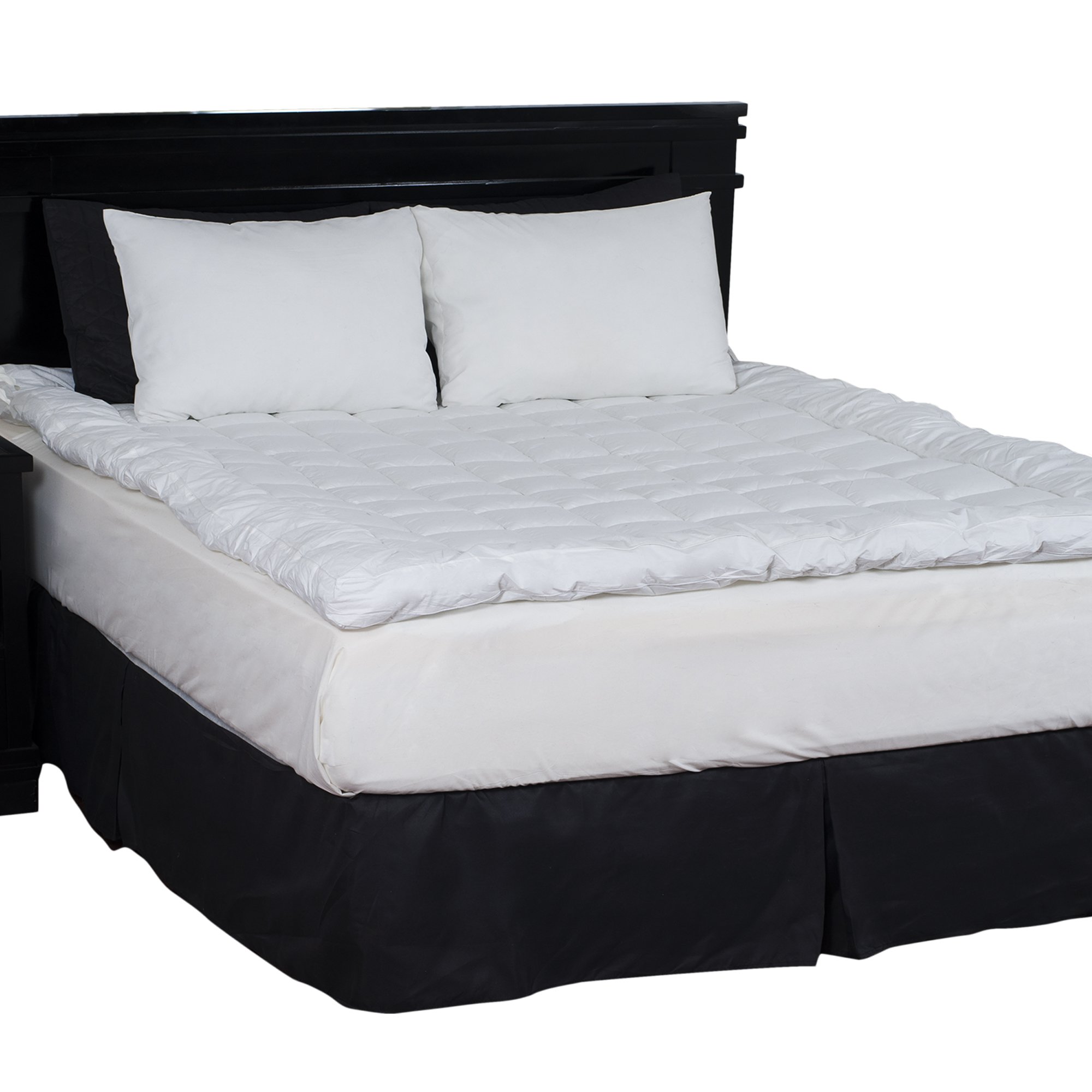 Lavish Home Alternative Mattress Topper-Full Size-3β Gusset Hypoallergenic Fiber Filled Pillowtop Pad for Cushion & Support-Microfiber Cover, White