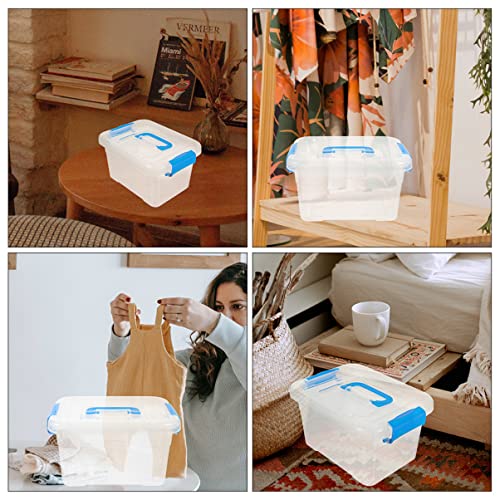 COLLBATH 5pcs box Blue Cosmetic Containers Clear Lid Tabletop Plastic Toys for Case Organizer Holder Bin Container Storage Handle Sewing Sundry Car Stackable Toy Desktop Cosmetics