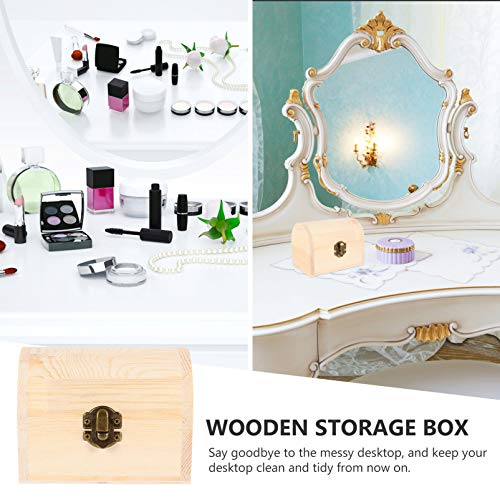 DOITOOL Wood Craft Box Unpainted Small Jewelry Box Mini Chest Treasure Case Organizer Sundries Gift Box for DIY Crafts(Medium)