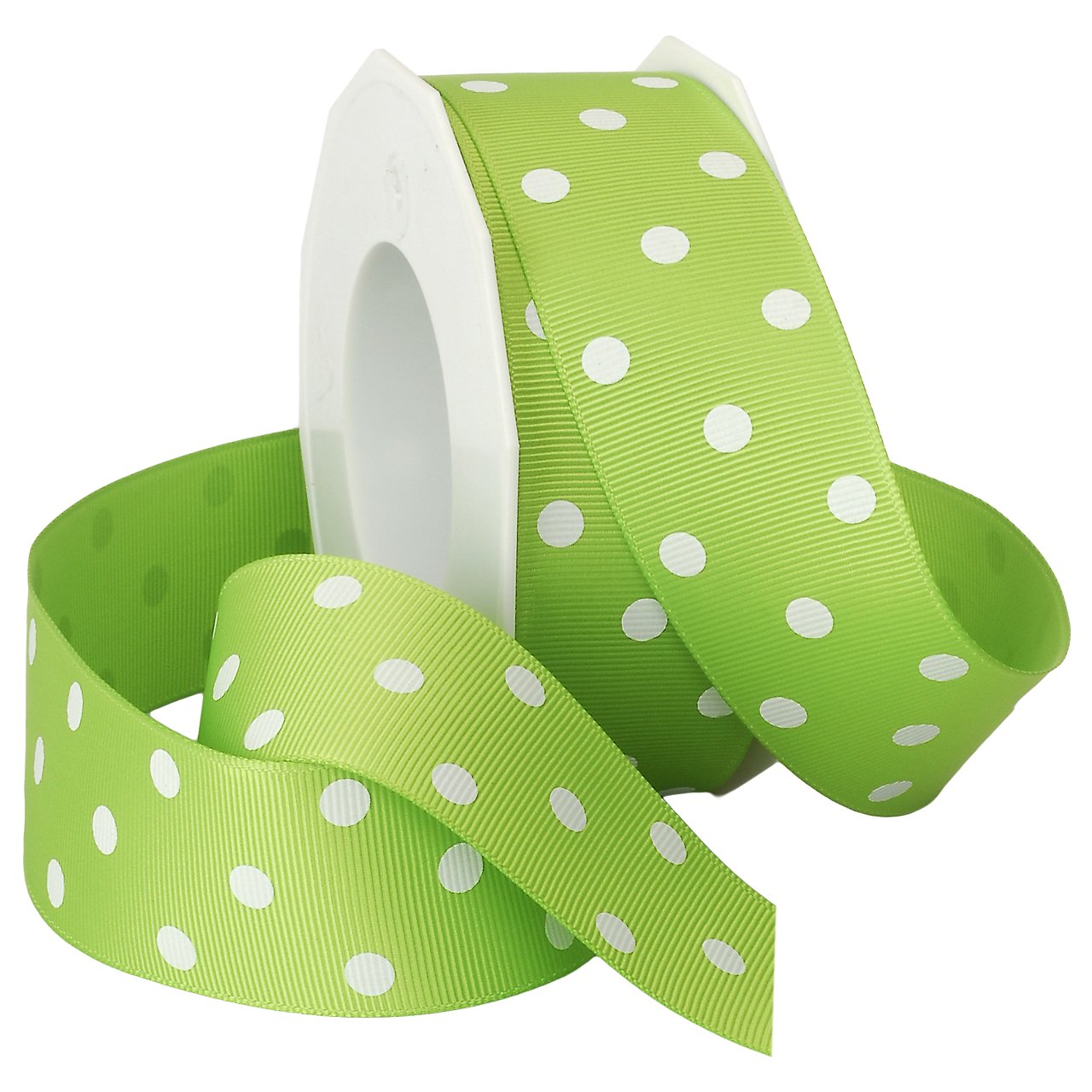 Morex Grosgrain Dot Ribbon, 1-1/2-Inch by 20-Yard Spool, Apple Green with White Dots,3908.38/20-550