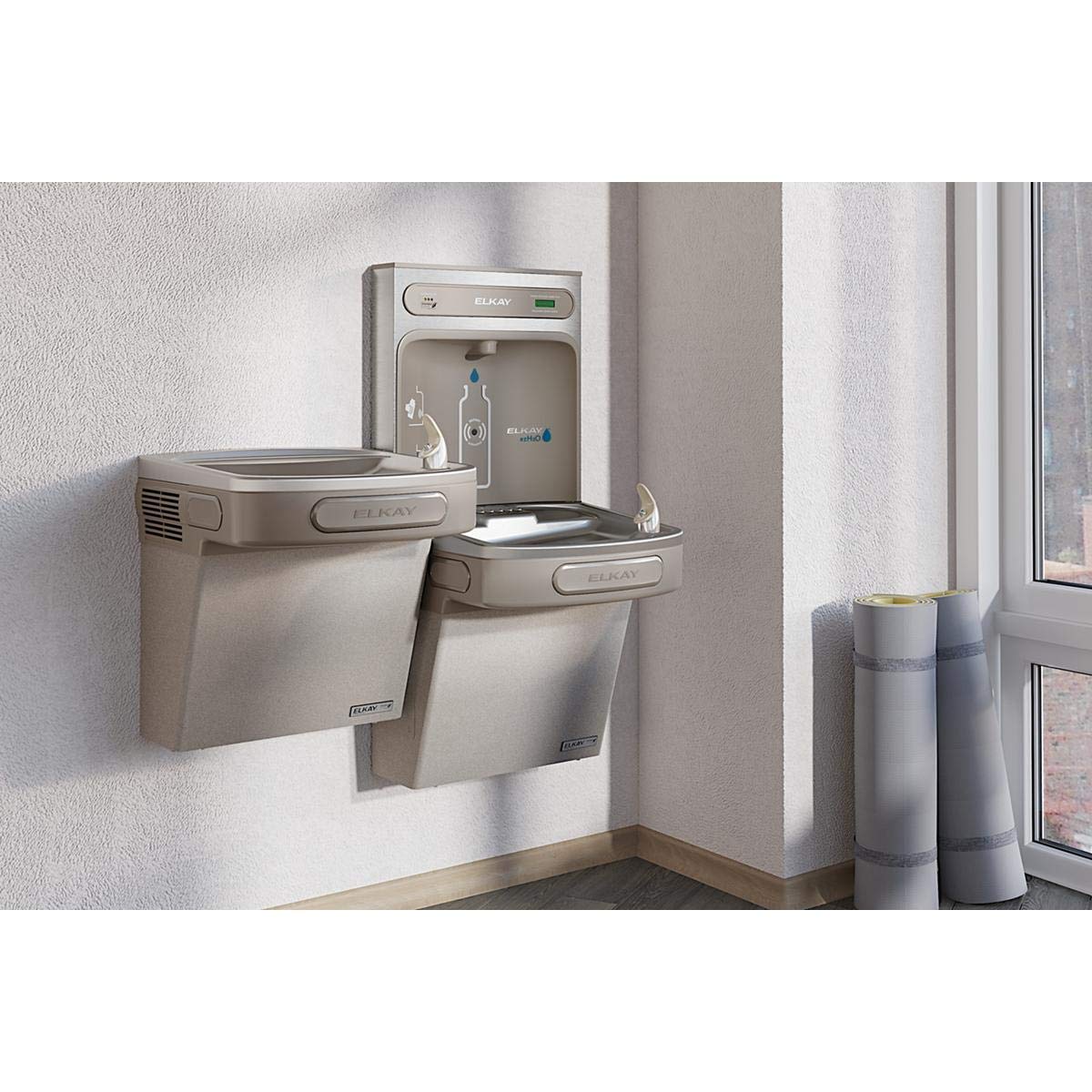 Elkay LZSTLG8WSLK EZH2O Bottle Filling Station & Versatile Bi-Level ADA Cooler, High Efficiency Filtered 8 GPH Light Gray