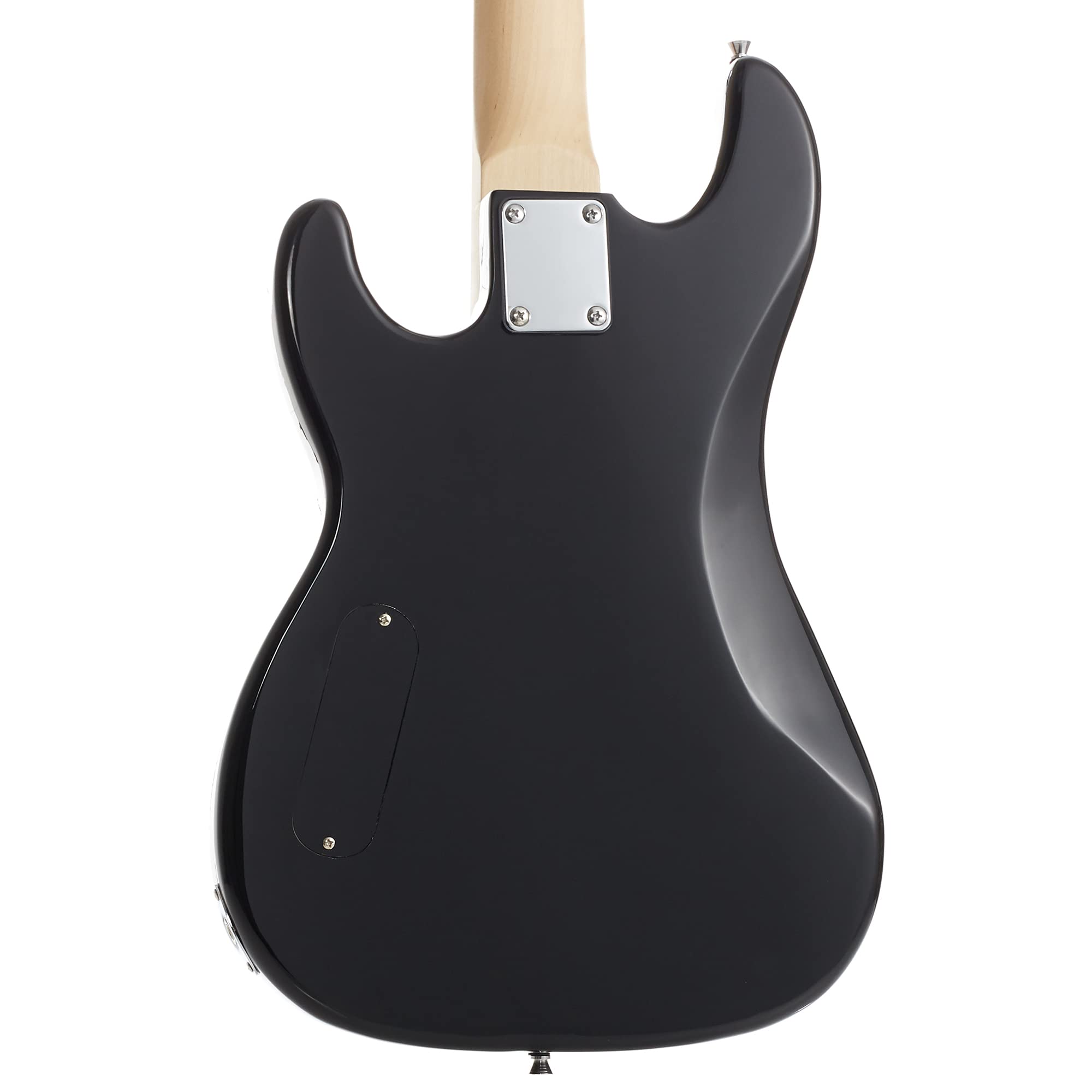 Davison Guitars Full Size Electric Bass Guitar with 15-Watt Amp, Black - 4 String Right Handed Beginner Kit with Gig Bag and Accessories