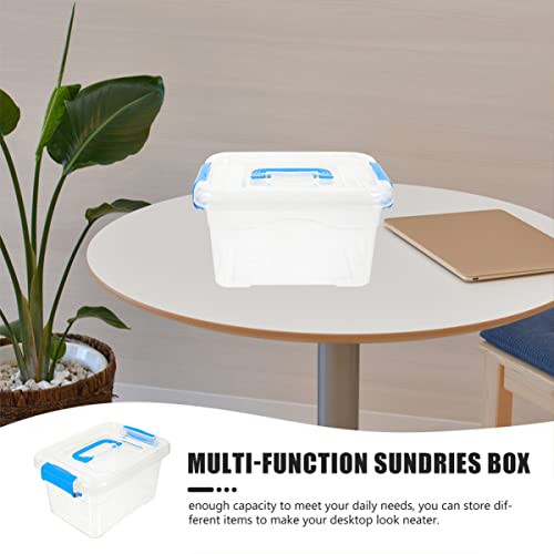 COLLBATH 5pcs box Blue Cosmetic Containers Clear Lid Tabletop Plastic Toys for Case Organizer Holder Bin Container Storage Handle Sewing Sundry Car Stackable Toy Desktop Cosmetics