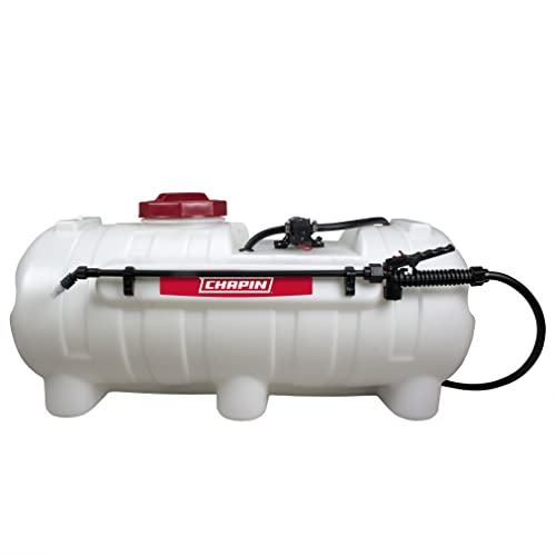 Chapin 97400E Made in the USA 25 Gallon ATV/UTV 12 Volt Mounted Spot Sprayer With 5 Inch Wide Mouth, High Performing 12 V Diaphragm Pump and Filtration System and 18 Inch Spray Wand, Translucent White