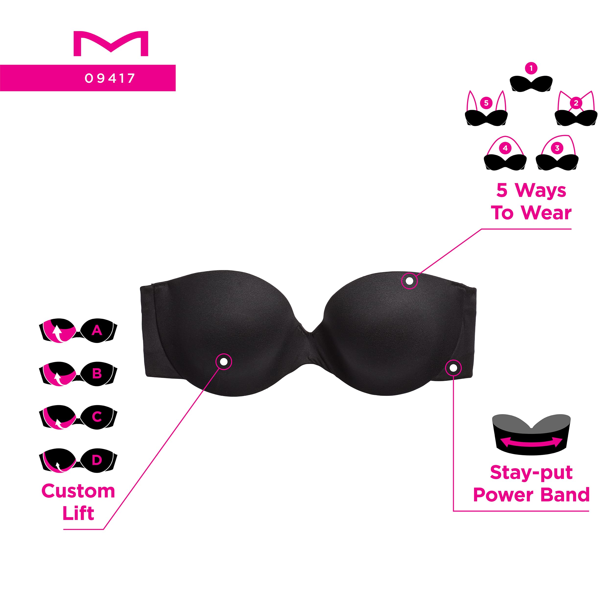 Maidenform Womens Love The Lift Demi Strapless Multiway 09417 Bras, Latte Lift, 38B US