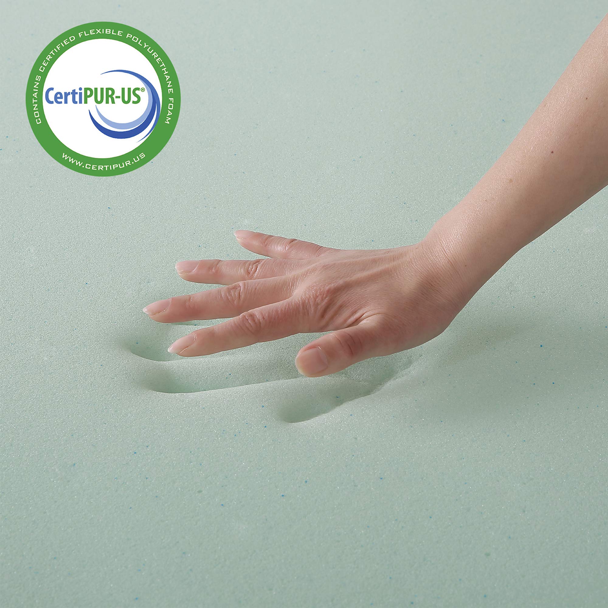Best Price Mattress Mellow 4 Inch Memory Foam Mattress Topper with Cover, Calming Green Tea Infusion, Full,White