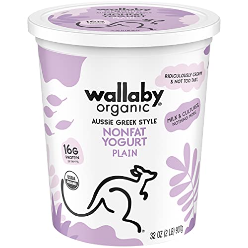 Wallaby Organic Aussie Greek Nonfat Yogurt, Plain, 32 oz. USDA Organic