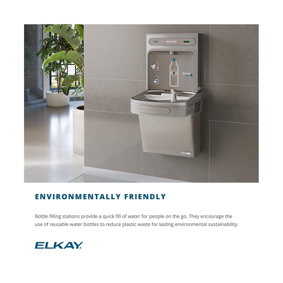Elkay EZSDWSLK Bottle Filling Station and Cooler, 38.63 x 19.00 x 0.00 inches, Light Gray Granite