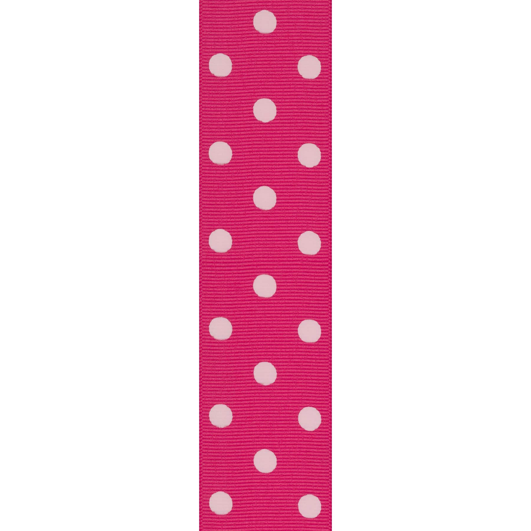 Offray 945865 1.5" Wide Grosgrain Ribbon, Shocking Pink and White Polka Dot, 3 Yards